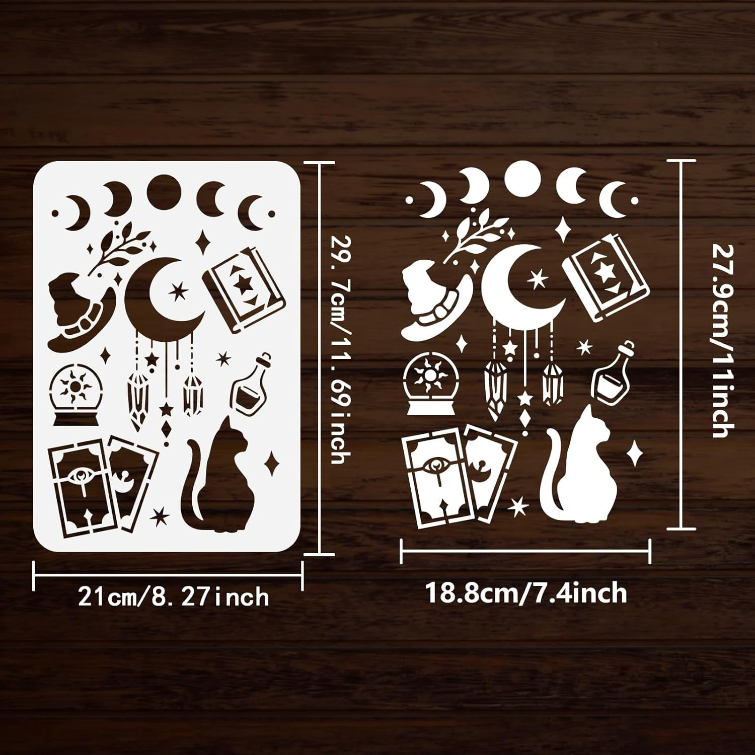 1pc Magic Moon Phases Stencil 8.3x11.7inch Magic Hat Stencil Moon Dream ...