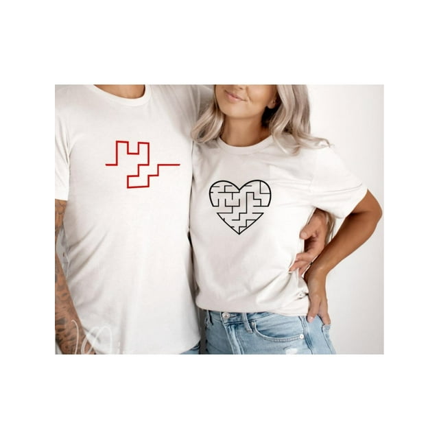 1pc- His & Hers Matching T-Shirts for Couples - 100% Cotton, Short ...