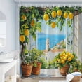 1pc Mediterranean Coastal Shower Curtain Oil Painting Lemon Tree Rustic ...