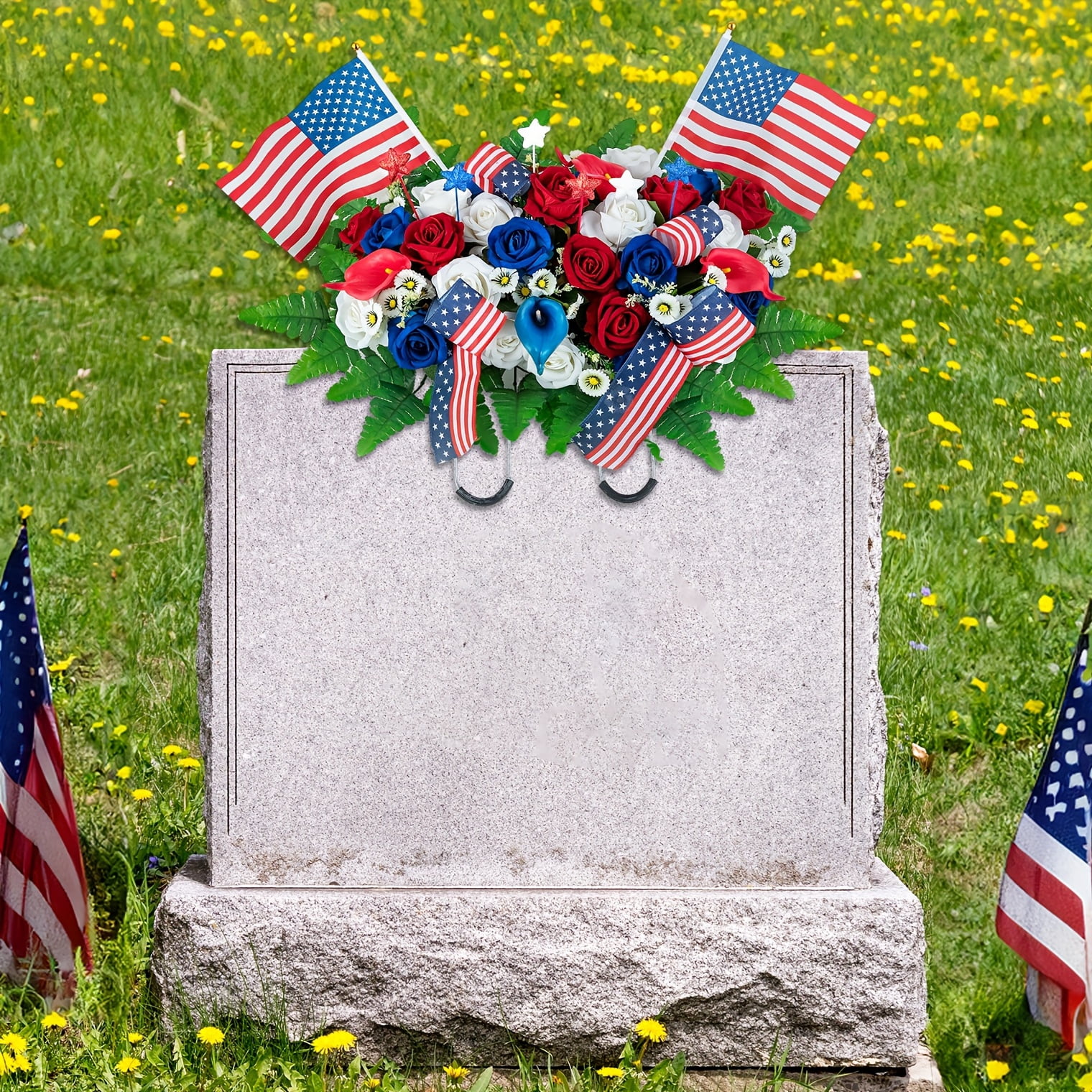1pc Memorial Day Decorations for Cemetery Artificial Outdoor Grave ...