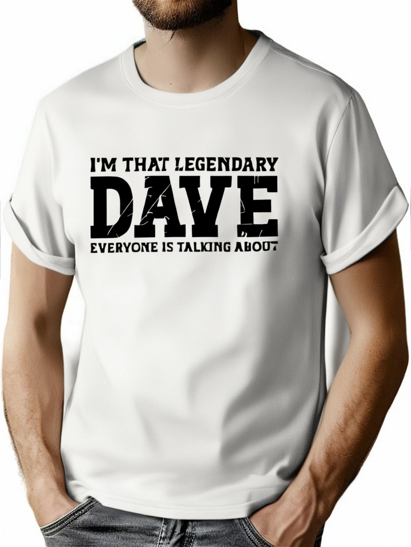 1pc Men'S Casual Crew Neck T-Shirt, "I'm That Legendary Dave" Print ...