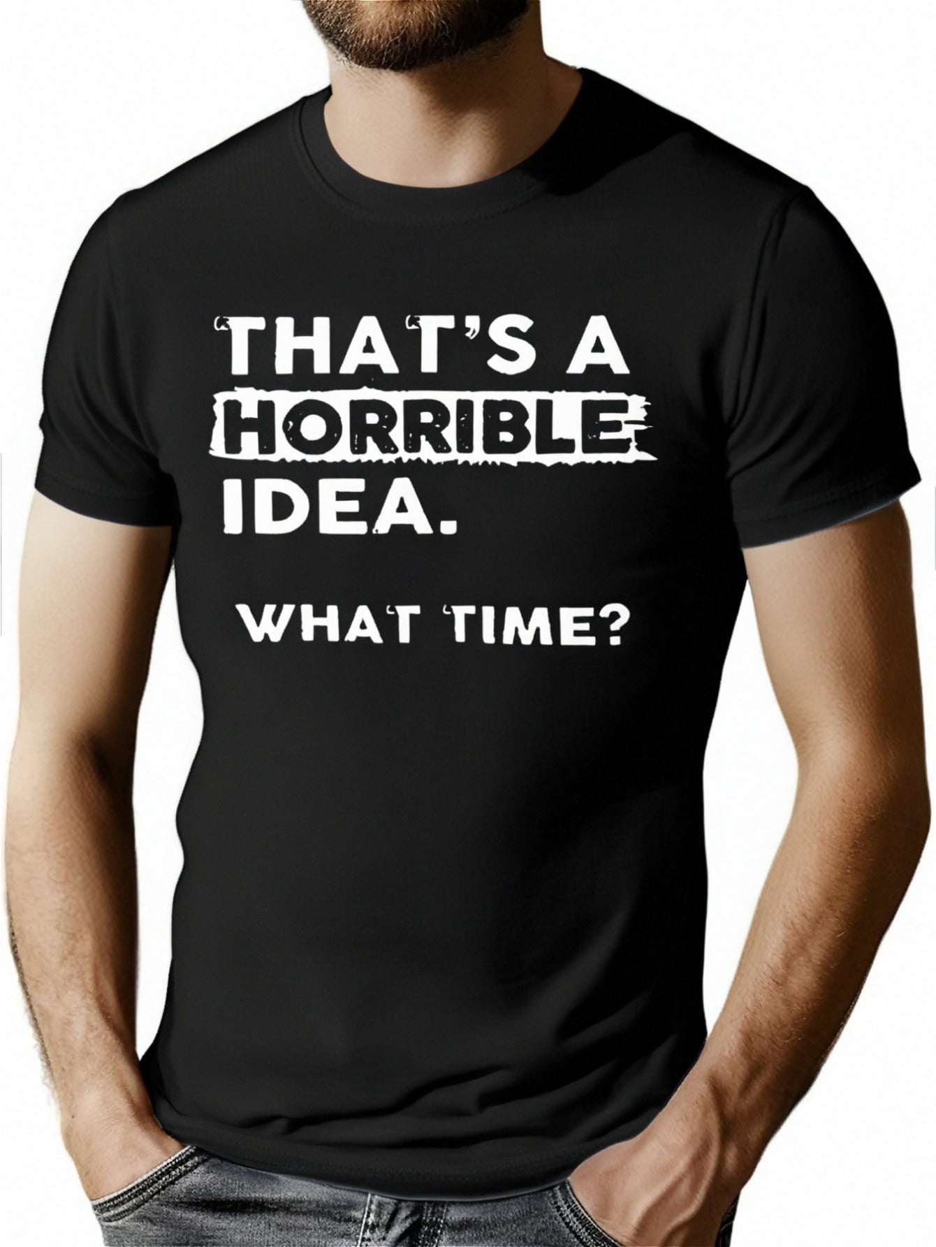 1pc Men'S Casual Crew Neck T-Shirt - Knit Fabric with "That'S a ...