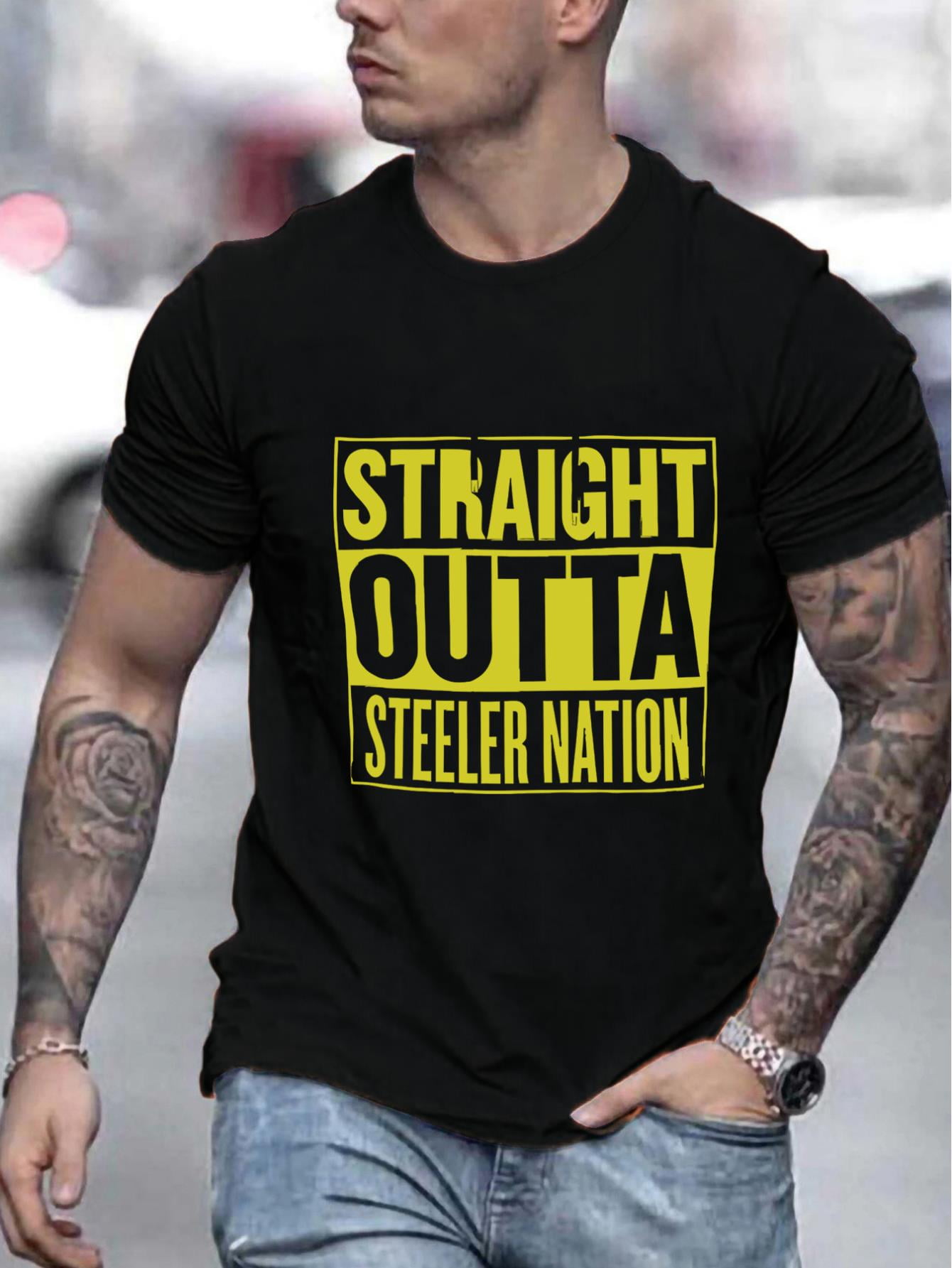 1pc Men'S Casual Crew Neck T-Shirt, "Straight Outta Steeler Nation ...