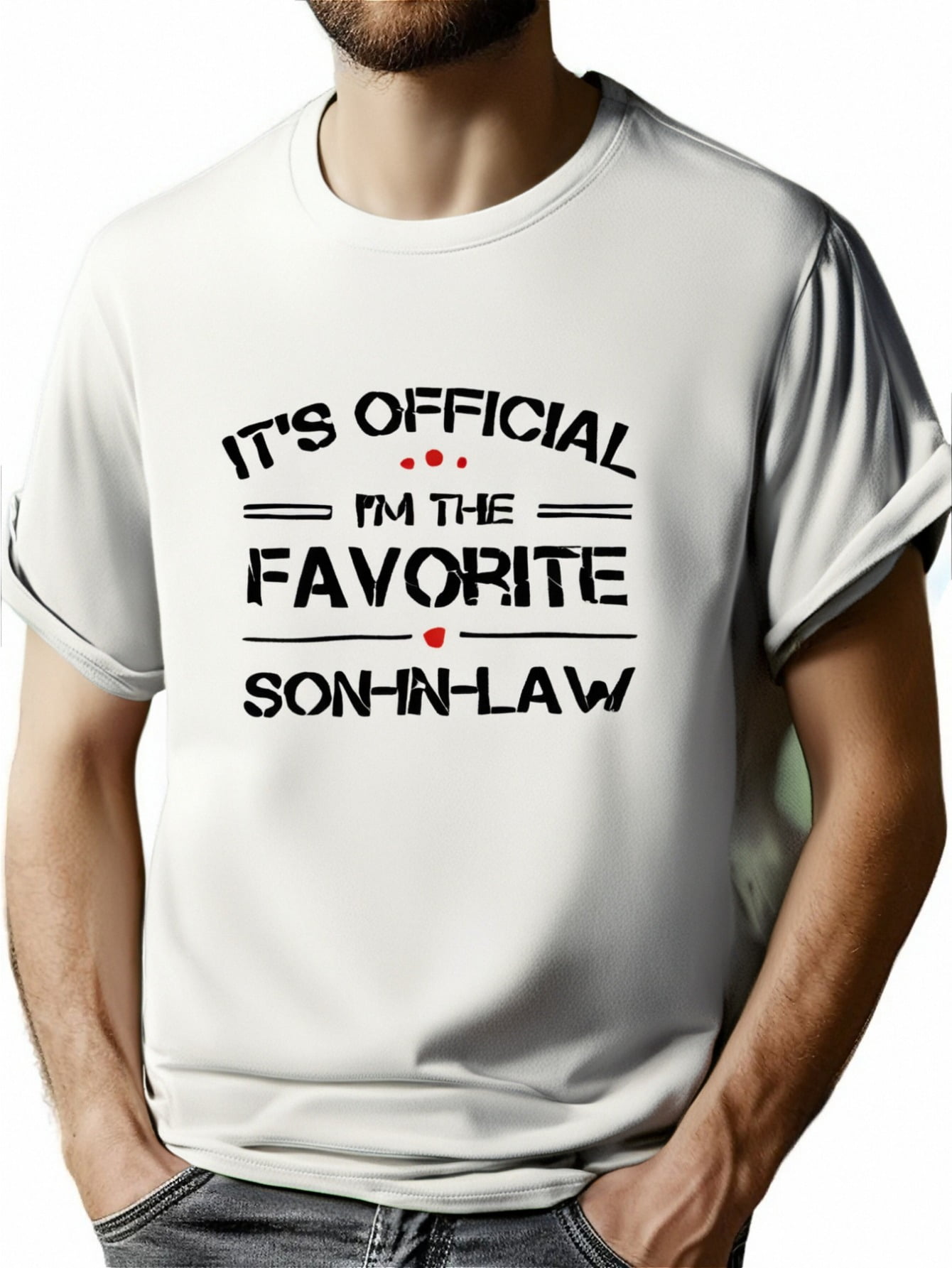 1pc Men'S Casual Crew Neck T-Shirt - "official Favorite Son-in-Law ...