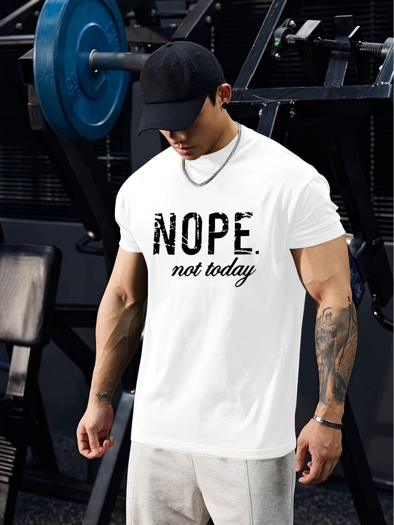 1pc Men'S Casual NOPE Print Crew Neck T-Shirt, Regular Fit for Summer ...