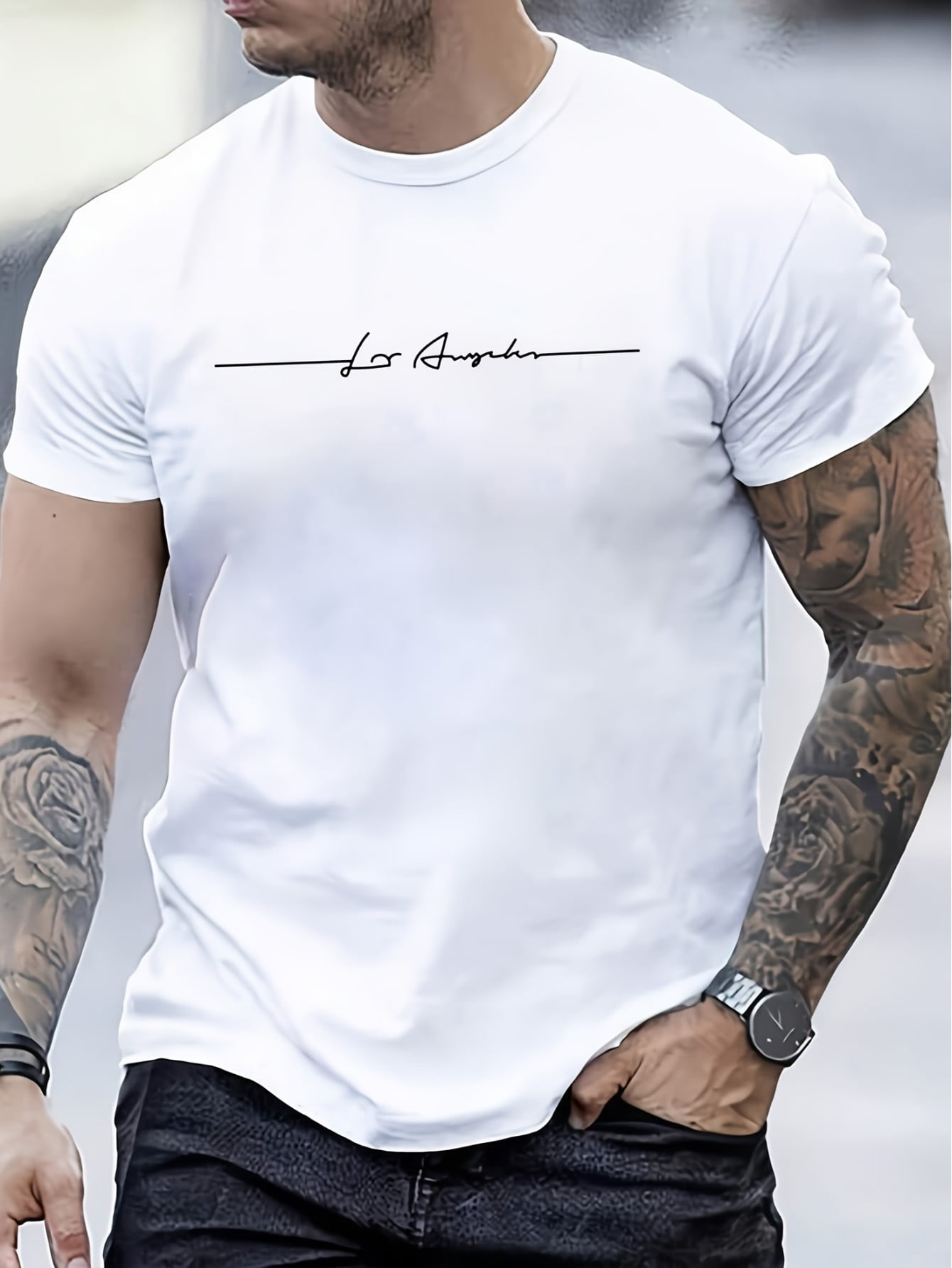 1pc Men'S Casual Sports T-Shirt with Letter Print - Polyester Knit ...