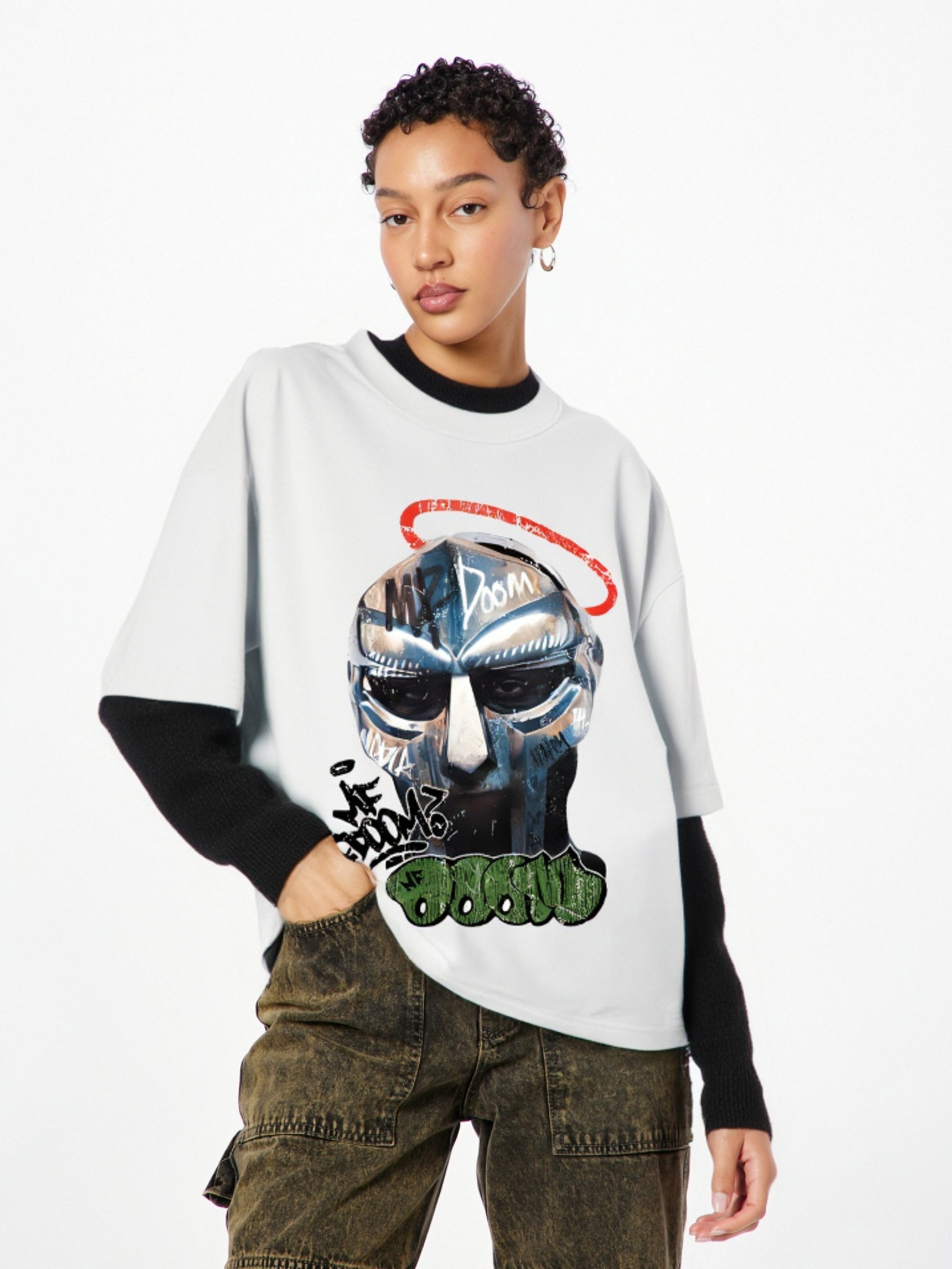 1pc Men'S Casual T-Shirt with Portrait Pattern, All-Season Round Neck ...