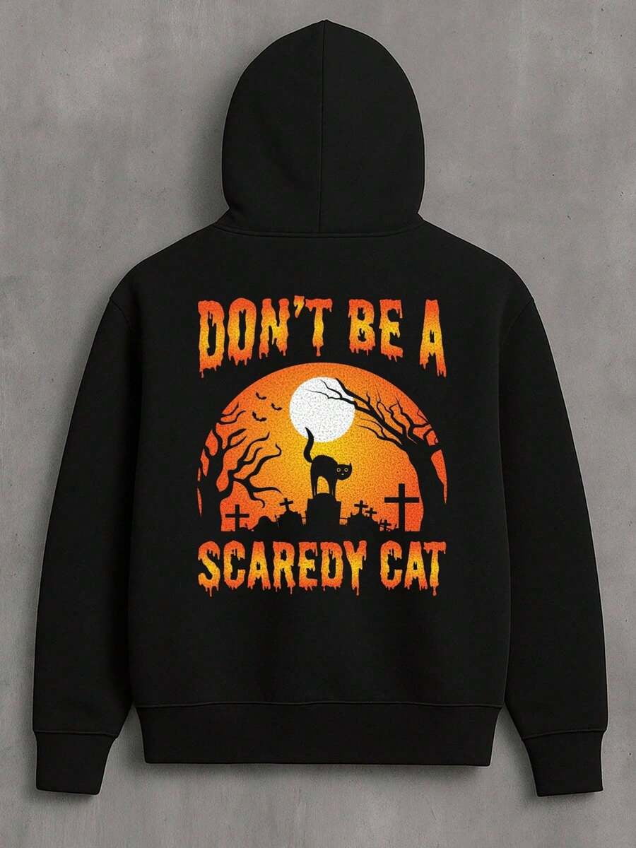 1pc Men'S Funny Halloween Hooded Sweatshirt - Spooky "Don't Be A Scary ...
