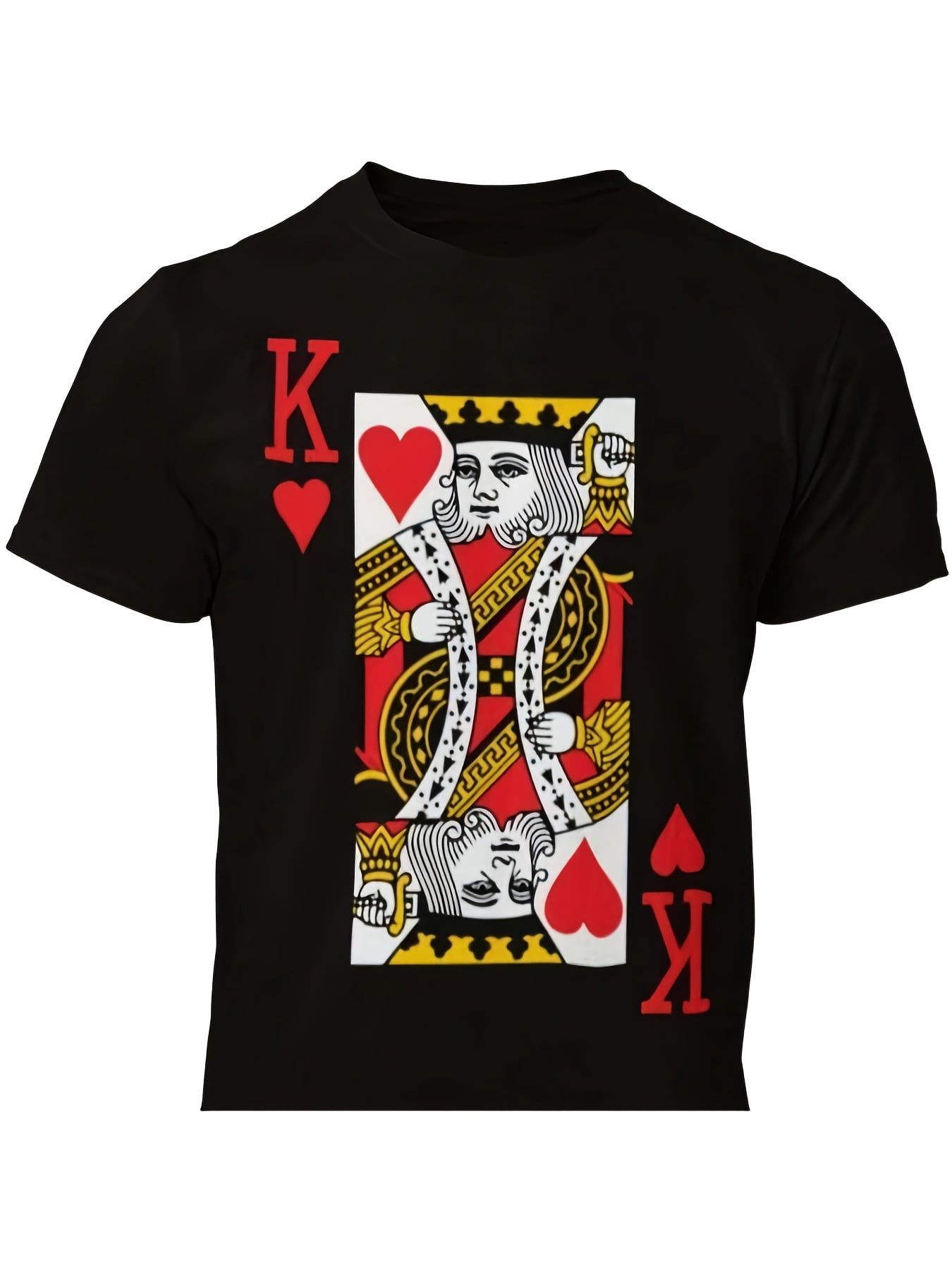 1pc Men'S King Of Hearts Playing Card Graphic T-Shirt Fabric Crew Neck ...