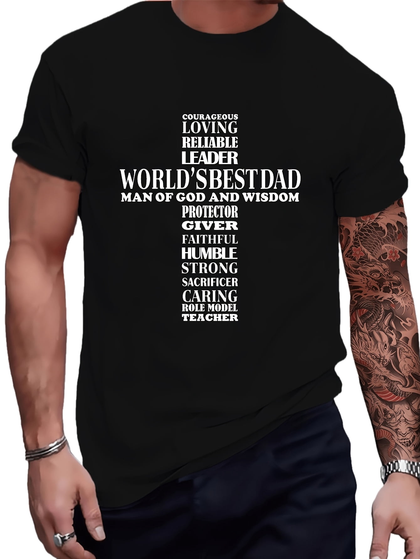 1pc Men S- Verse Print Short Sleeve Round Neck Casual Summer Top with ...