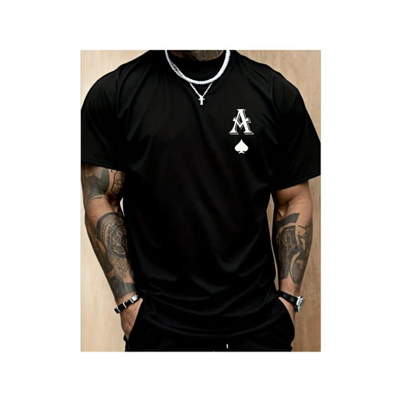 1pc Men'S "a" Print T-Shirt, Casual Sports Crew Neck Short Sleeve Top ...