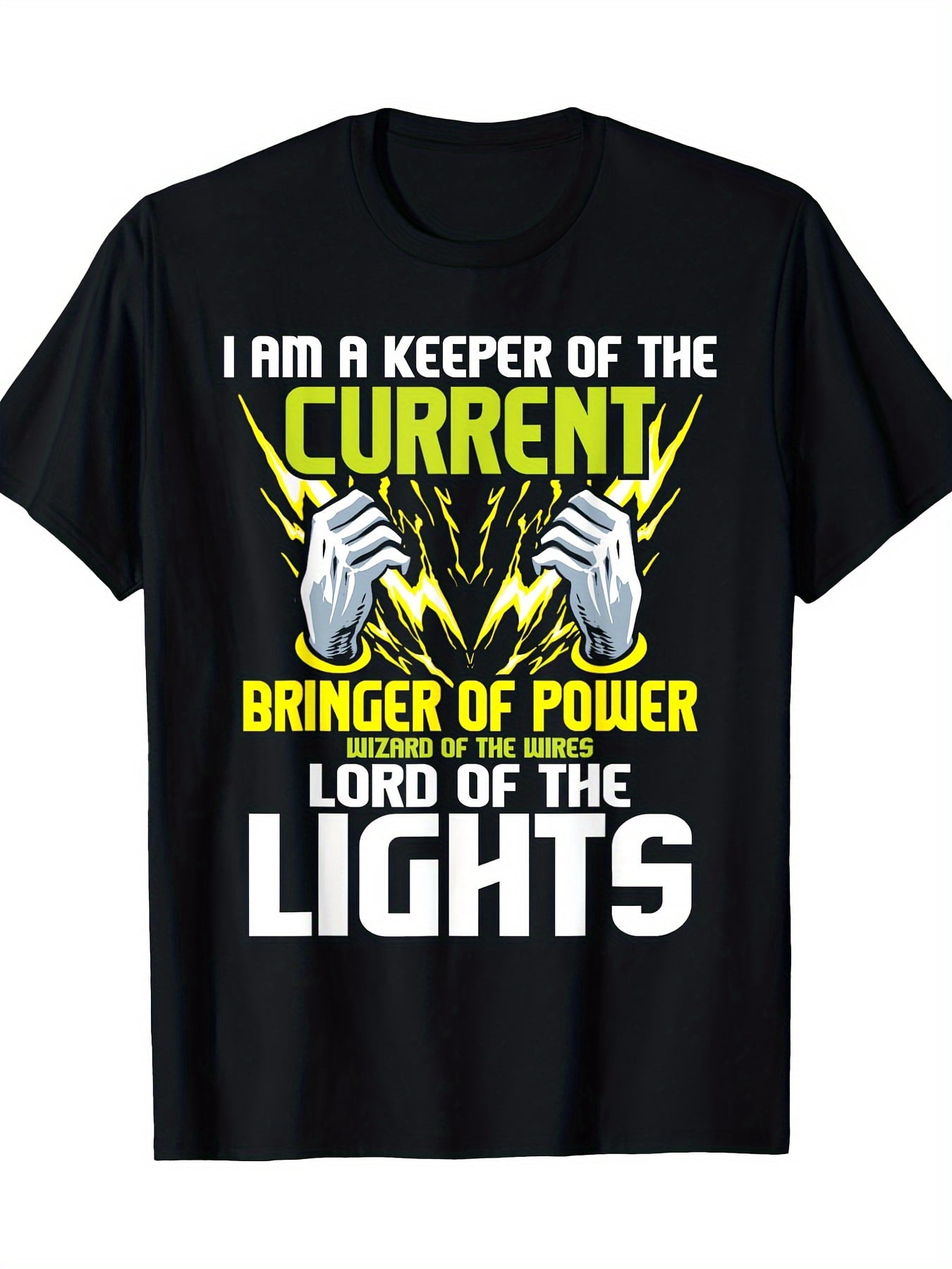 1pc Men's Electrician Gift T-Shirt - "Current " Circuit & Lightning ...