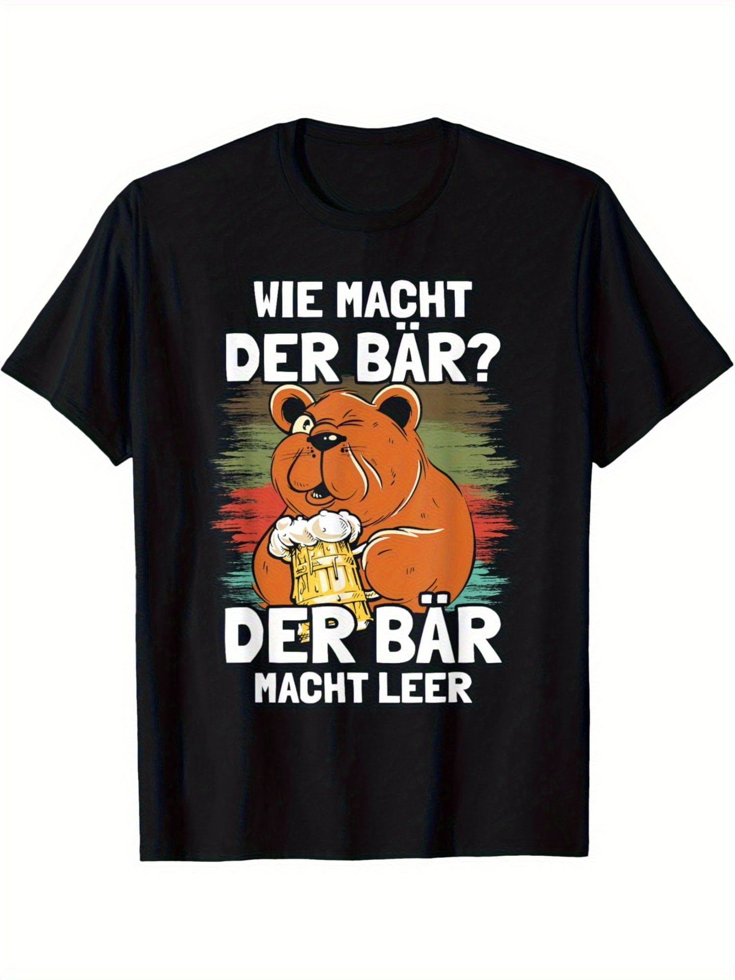 1pc Men's Funny Beer Bear & Neighbor Johnson Design T-Shirt - Vintage ...