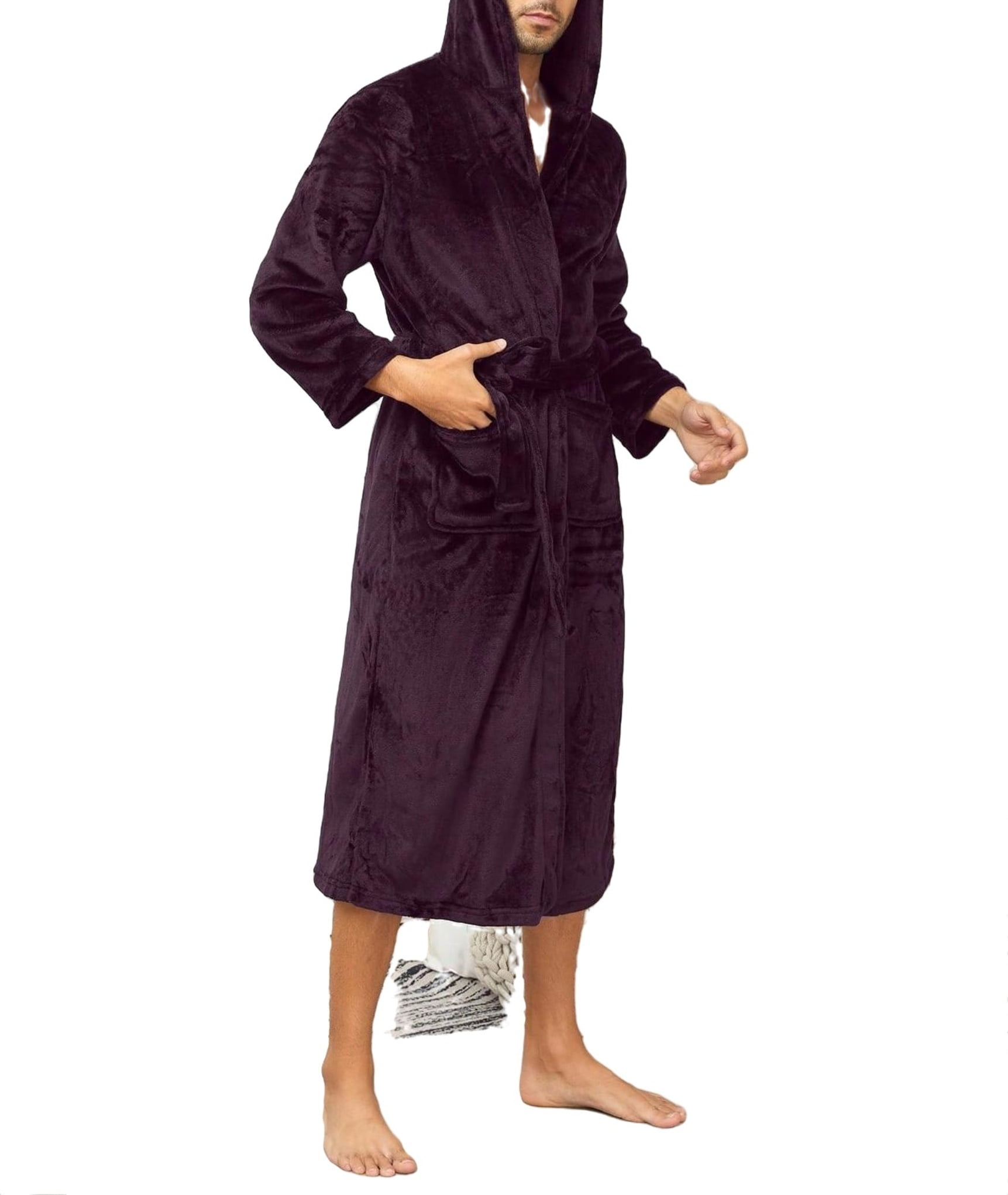 1pc Men s Loungewear Robes Long Sleeve Shawl Collar Plain Long Slight ...