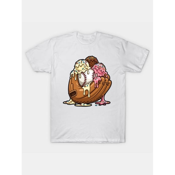1pc Men's Retro Baseball Glove & Ice Cream Sprinkles T-Shirt - Soft ...