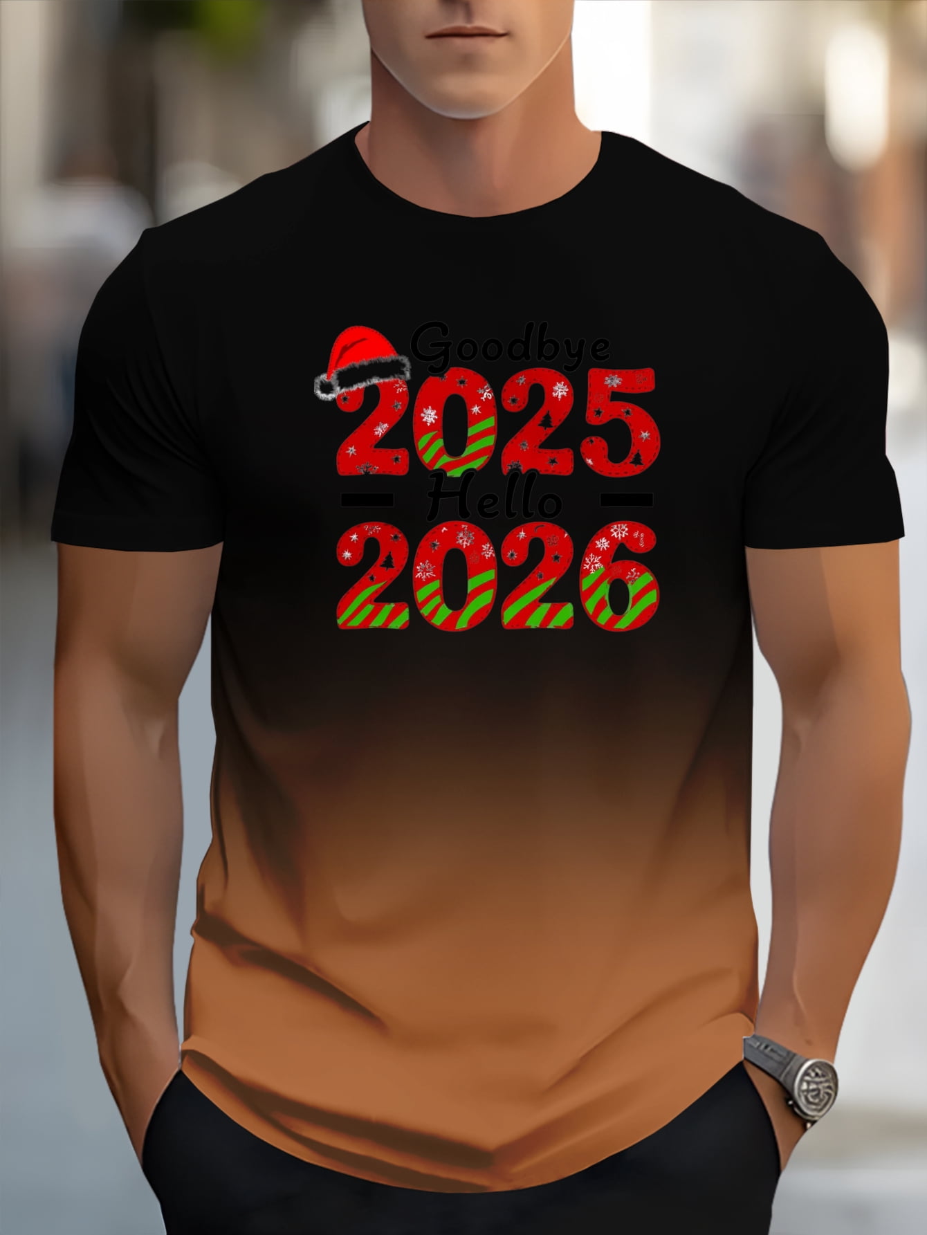 1pc Mens 2026 New Years Eve T Shirt | Goodbye 2025 Hello 2026 Santa Hat ...