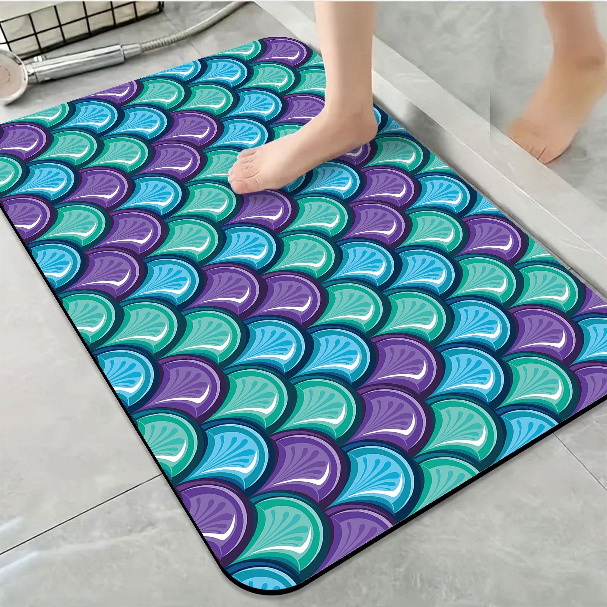 1pc Mermaid scale in Blue and Purple Bathroom Rug Bathroom Decor and ...