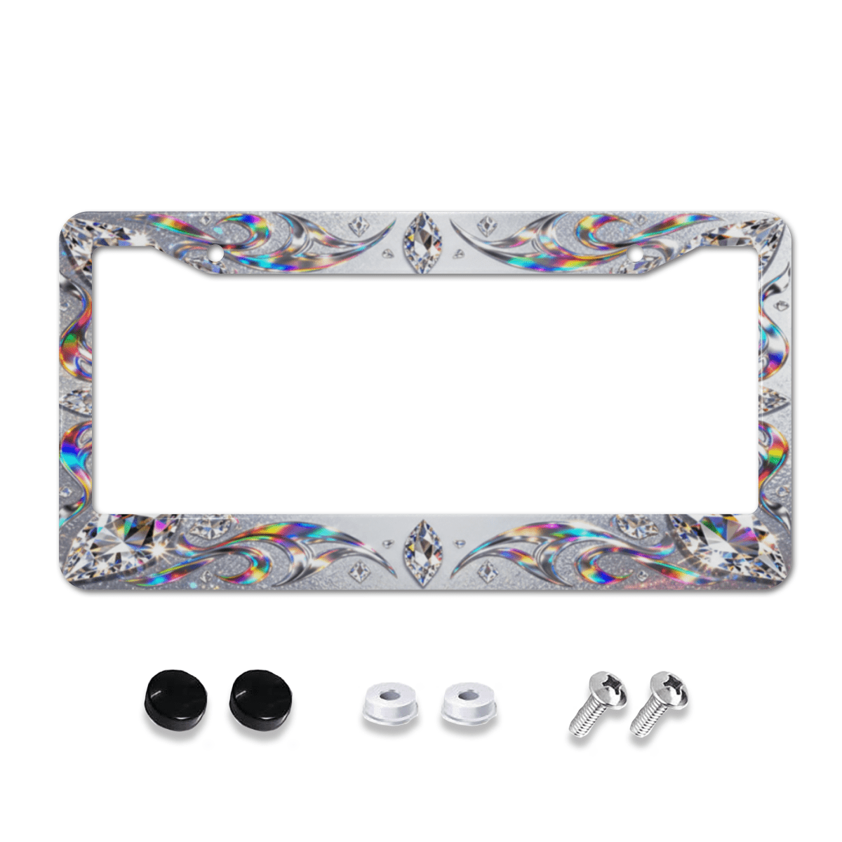 1pc Metal License Plate Frame with Sparkling Crystal Inlay Enhancing ...