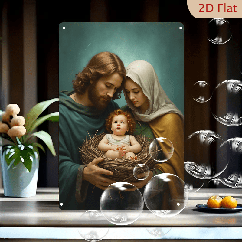 1pc Metal Tin Sign, 8x12 Inches, Holy Family Nativity Scene Wall Art ...