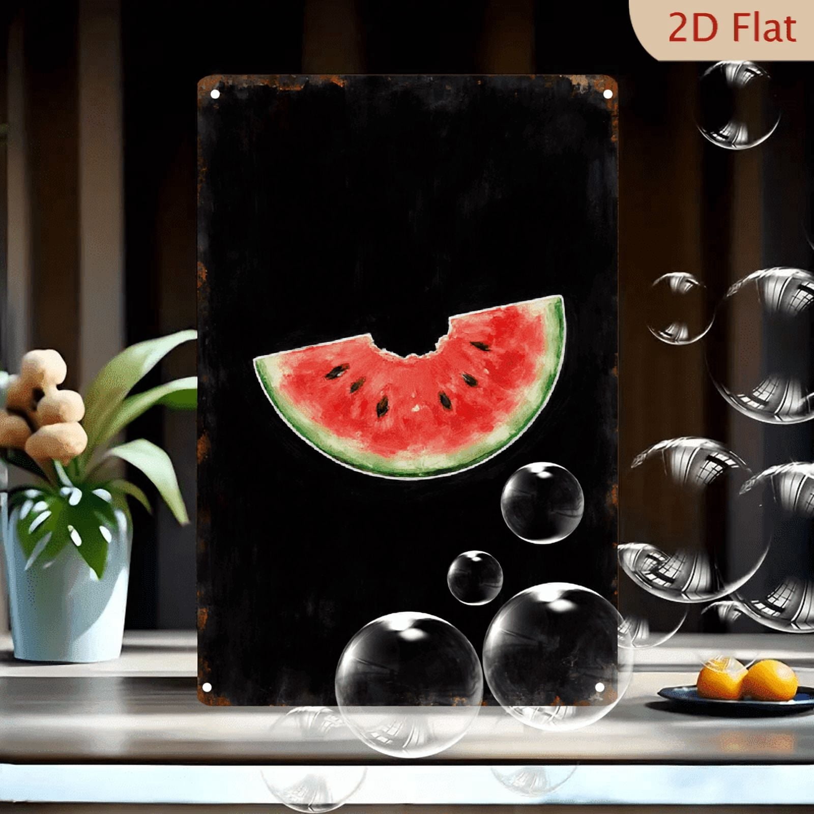 1pc Metal Wall Art, 8x12 Inches, Watermelon Slice with Bite Mark ...