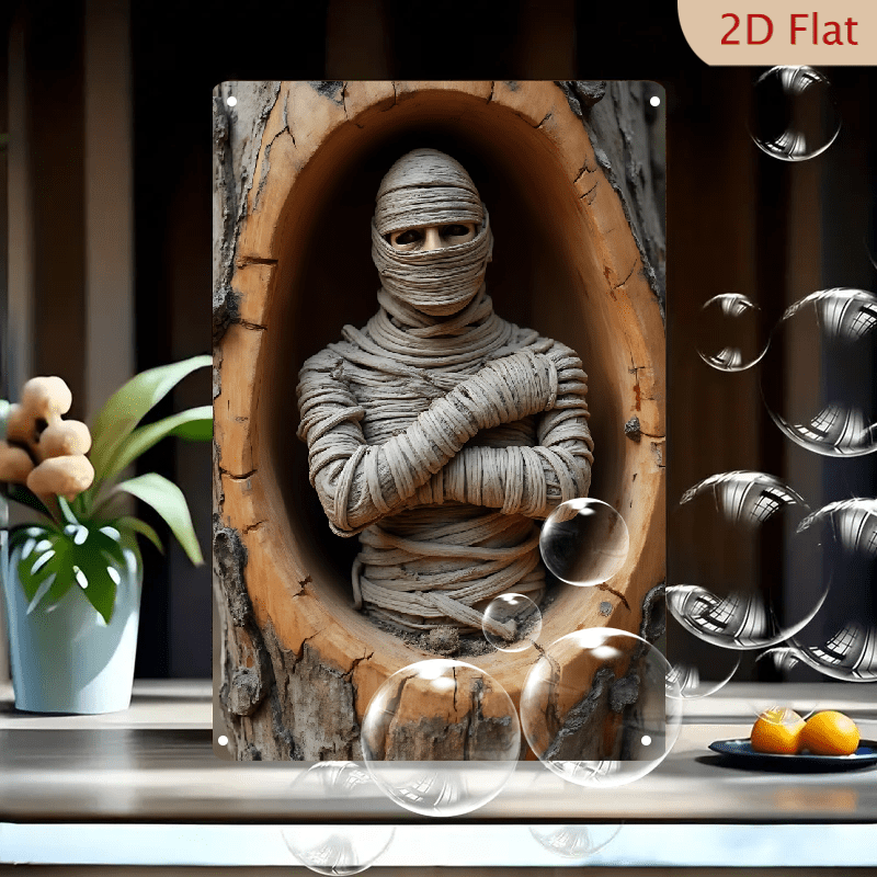 1pc Metal Wall Sign, 8x12 Inches, Decorative Mummy in Tree Artwork ...