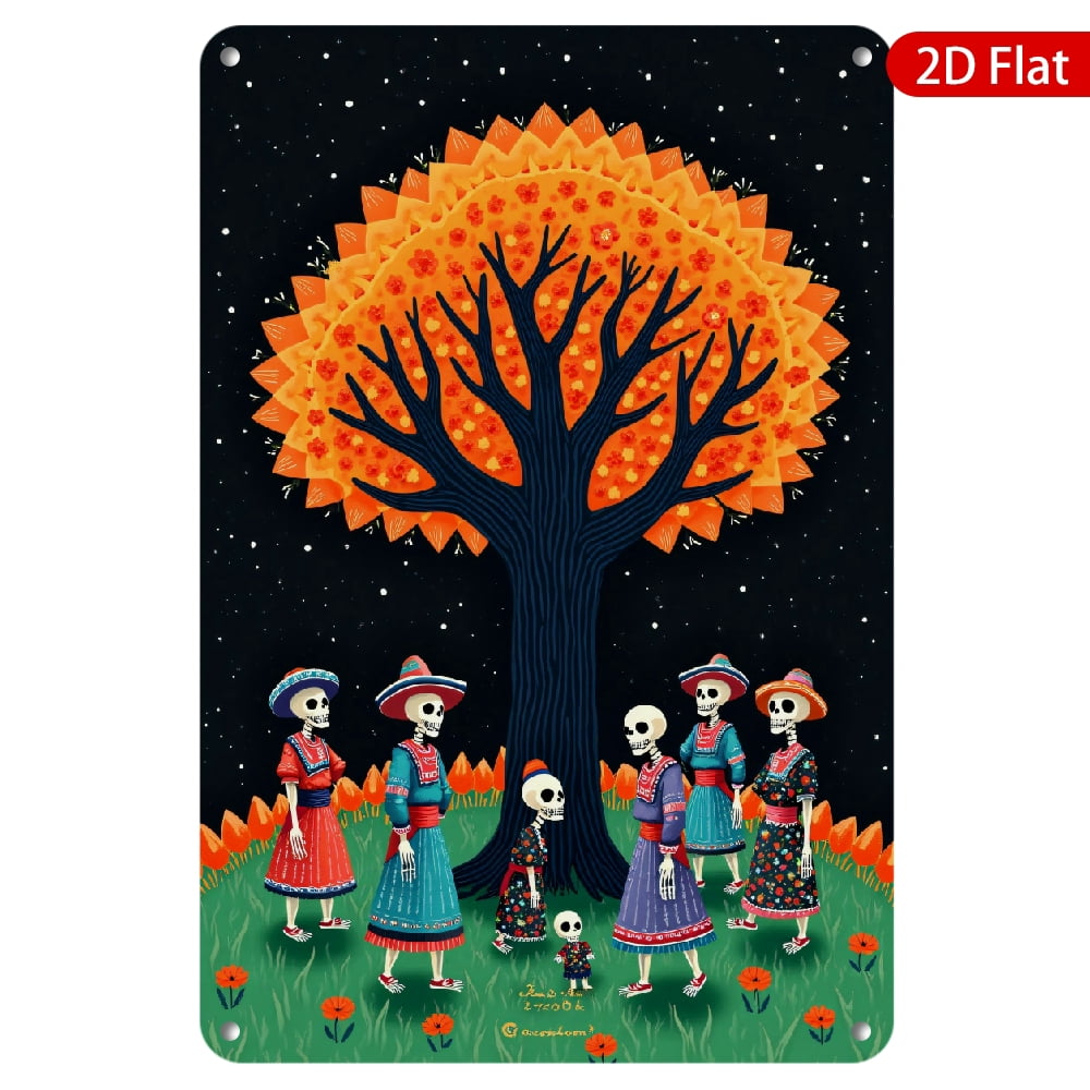1pc Metal Wall Sign, 8x12 Inches, Featuring Vibrant Day of the Dead ...