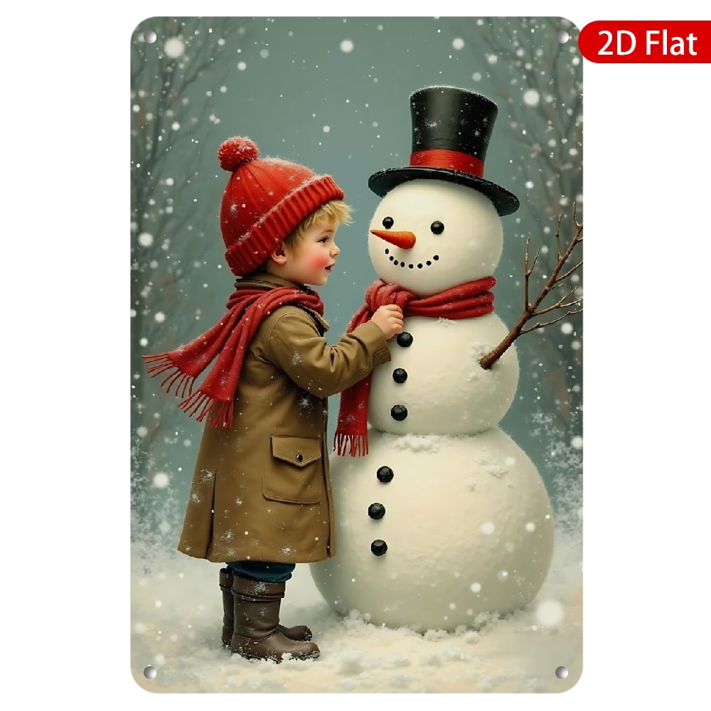 1pc Metal Wall Sign, 8x12 Inches, Featuring a Winter Scene of a Child ...