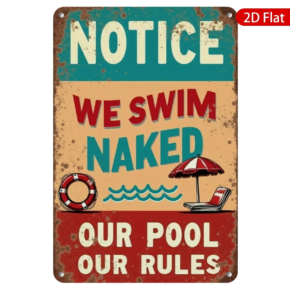 1pc Metal Wall Sign, 8x12 Inches, Fun Notice for Pool Area, We Swim ...