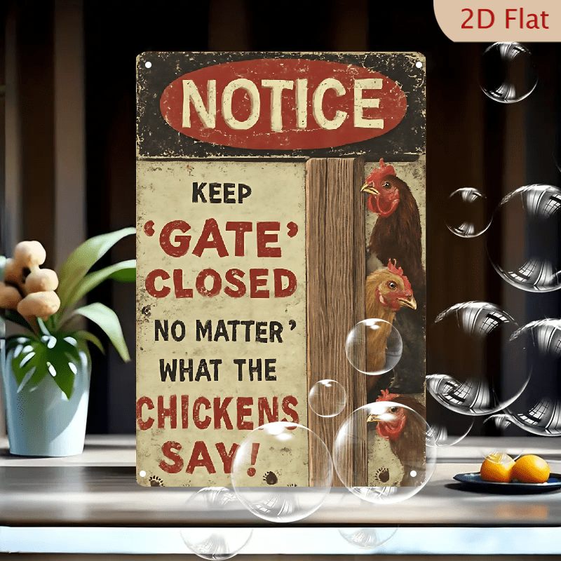 1pc Metal Wall Sign, 8x12 Inches, Funny Chicken Farmhouse Decor Sign ...