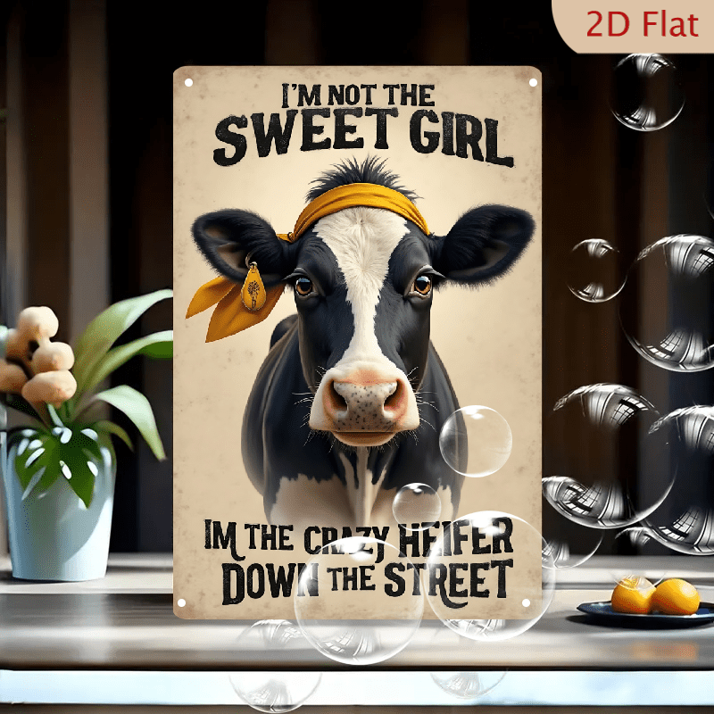 1pc Metal Wall Sign, 8x12 Inches, Funny Cow Decor with Quote "I’m Not ...
