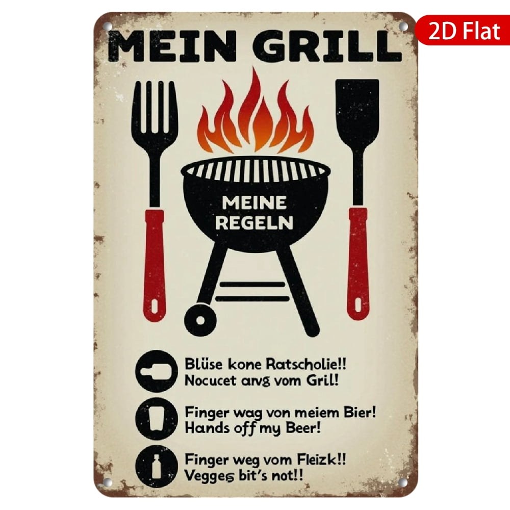 1pc Metal Wall Sign, 8x12 Inches, Grill Rules Decoration, Retro Style ...