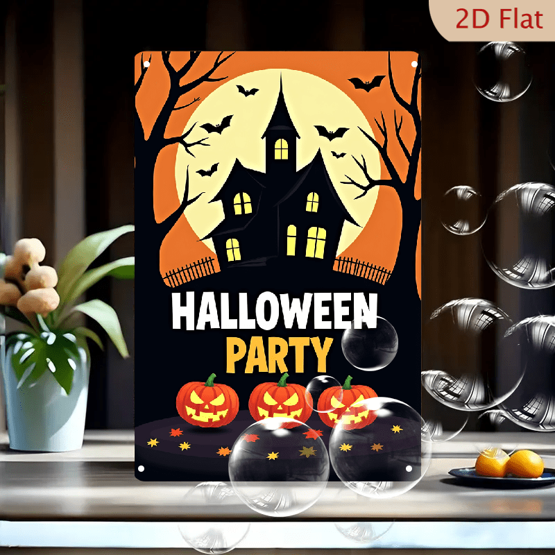 1pc Metal Wall Sign, 8x12 Inches, Halloween Party Decorative Sign ...