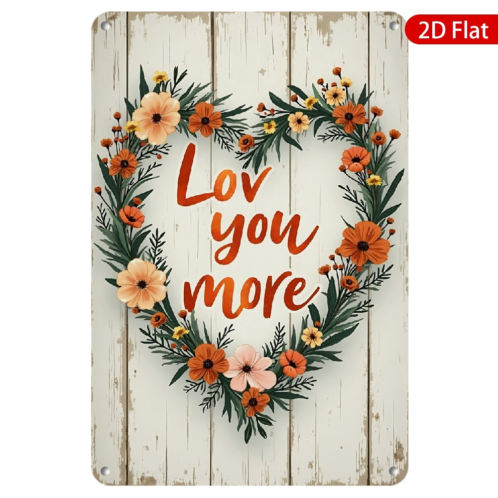 1pc Metal Wall Sign, 8x12 Inches, Heart-Shaped Floral Design, Rustproof ...