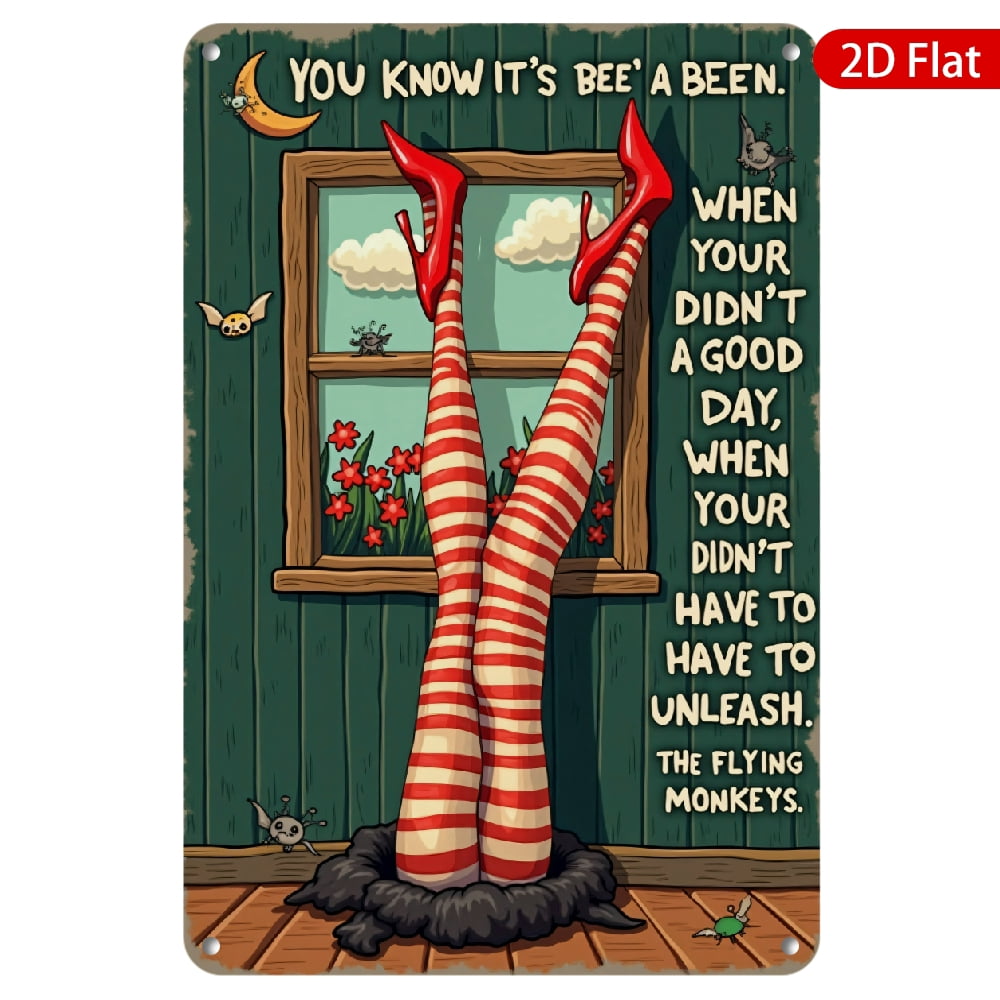 1pc Metal Wall Sign, 8x12 Inches, Humorous Design Featuring Striped ...