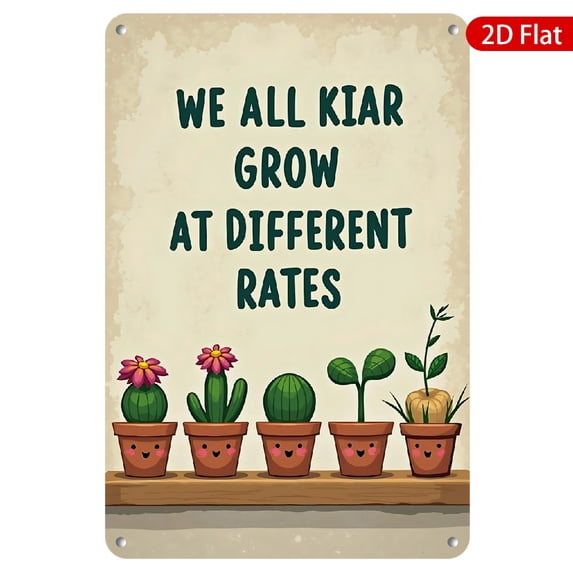 1pc Metal Wall Sign, 8x12 Inches, Inspirational Quote "We All Grow at ...