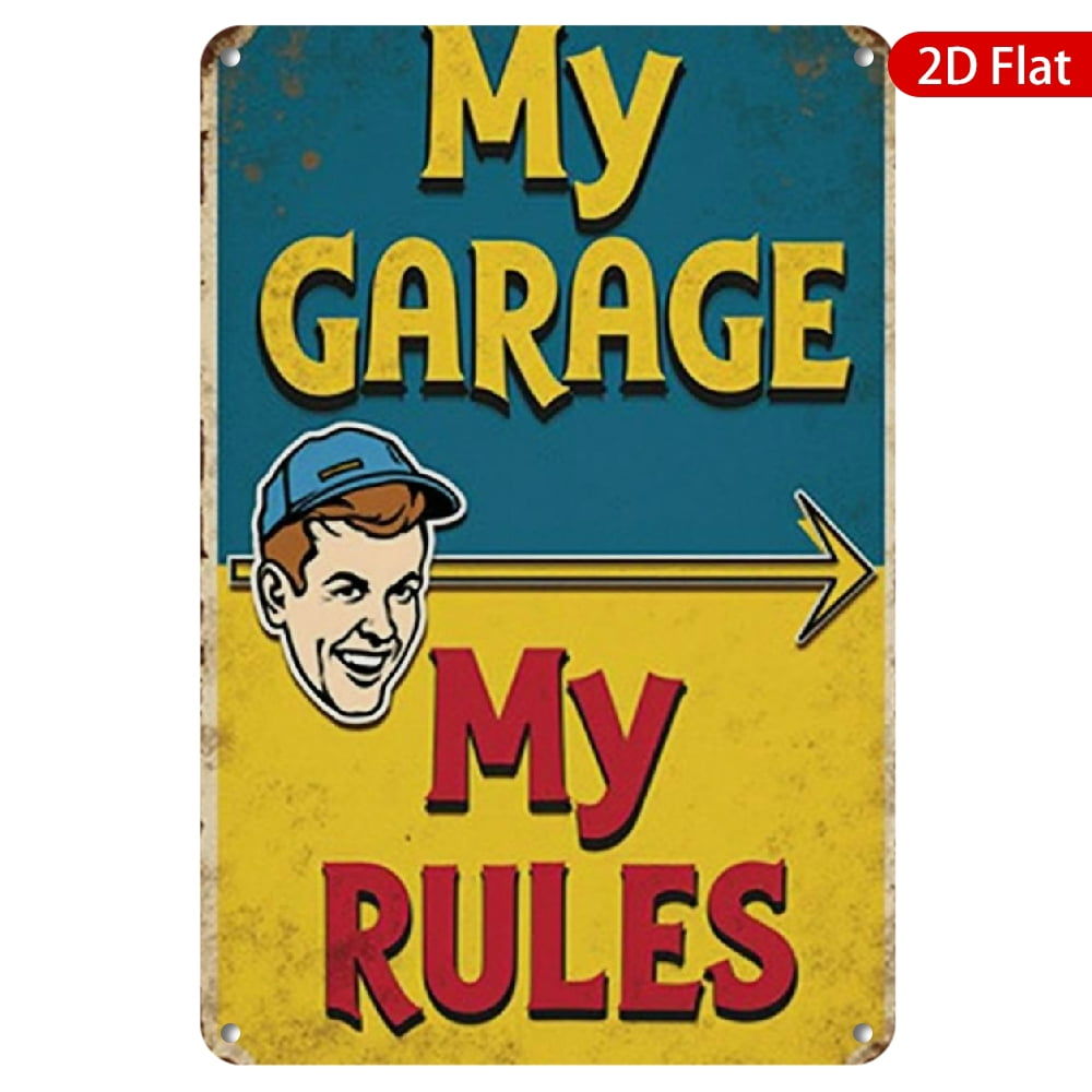 1pc Metal Wall Sign, 8x12 Inches, "My Garage My Rules" Design, Durable ...