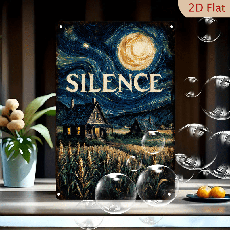 1pc Metal Wall Sign, 8x12 Inches, "Silence" Art Decorative Sign ...