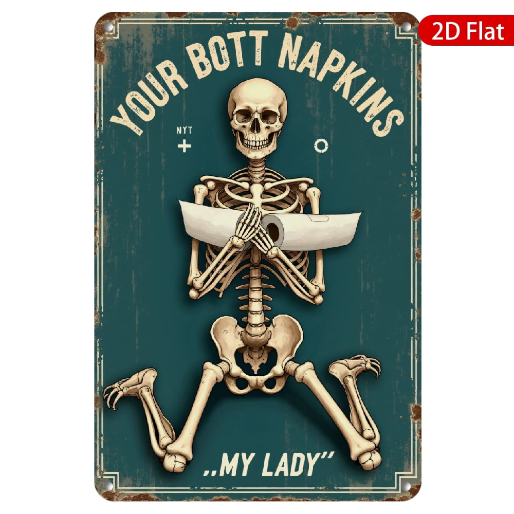 1pc Metal Wall Sign, 8x12 Inches, Skeleton Design with Vintage Style ...