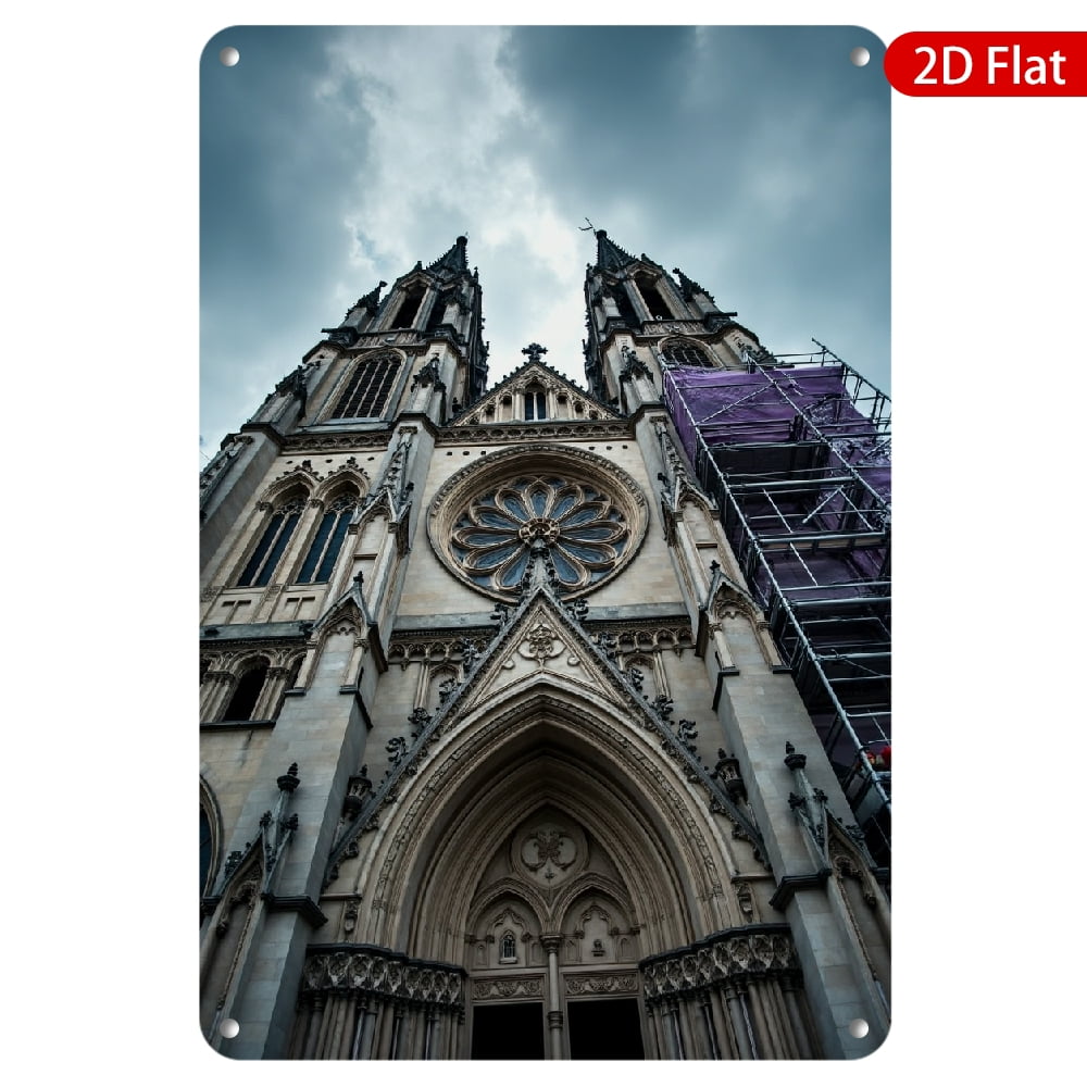 1pc Metal Wall Sign, 8x12 Inches, Stunning Gothic Architecture Design ...