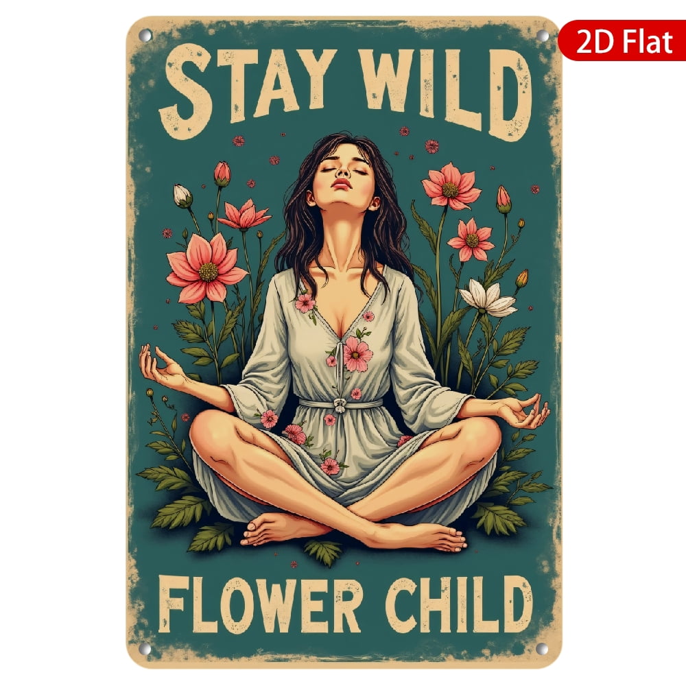1pc Metal Wall Sign, 8x12 Inches, Vibrant Flower Child Design, Features ...