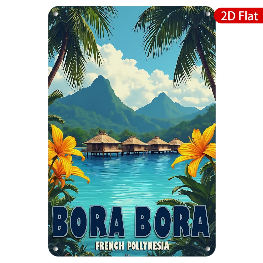 1pc Metal Wall Sign, 8x12 Inches, Vibrant Tropical Bora Bora Design ...