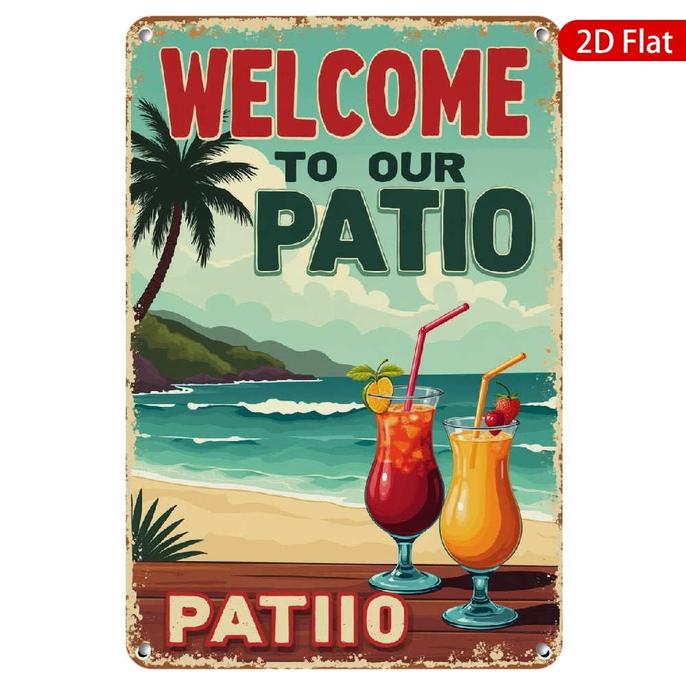 1pc Metal Wall Sign, 8x12 Inches, Welcome to Our Patio Design, Durable ...