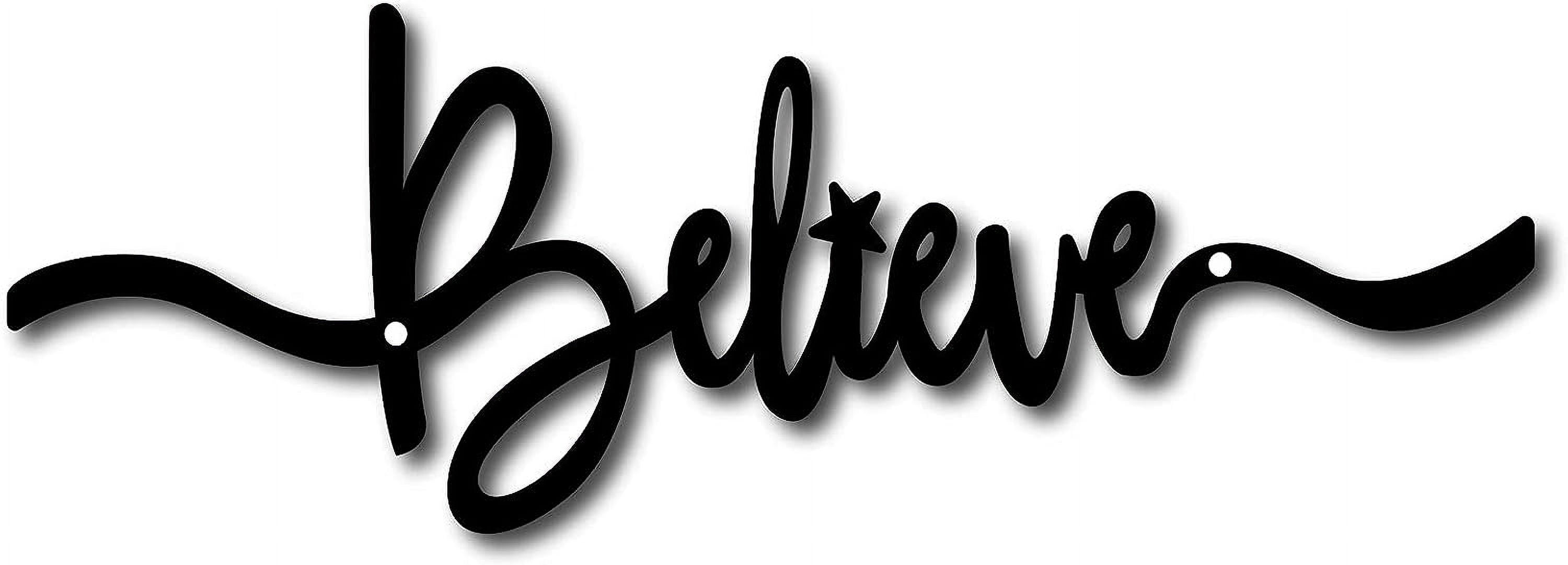 1pc Metal Wall Word Believe Wall Art Decorate Rustic Letter Signs Black ...