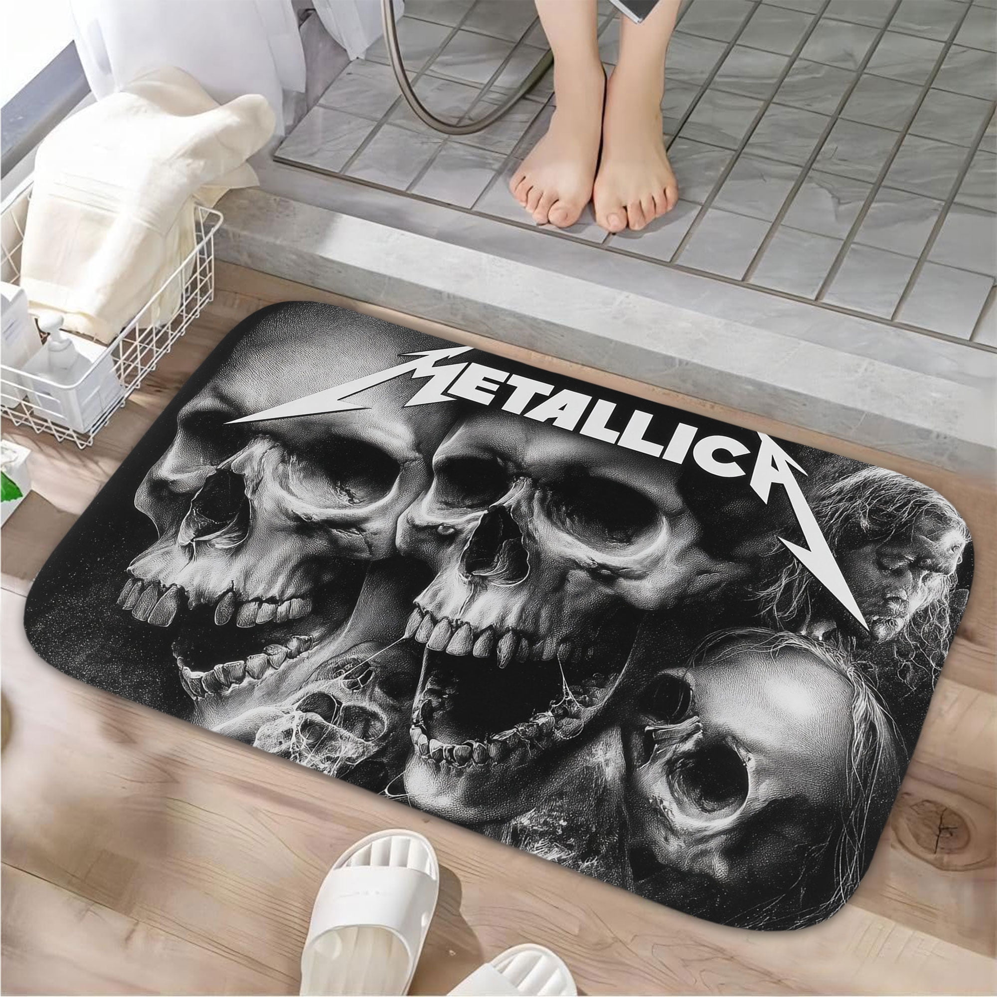 1pc Metallica Album Cover Absorbent Non-Slip Bathroom Thickened Flannel ...