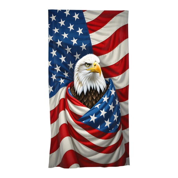 1pc Microfiber Beach Towel, American Flag Eagle Beach Towels 28"X 59 ...