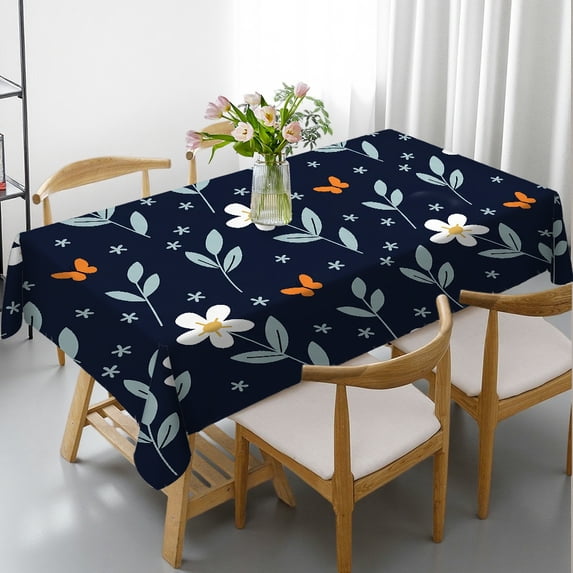 1pc Midnight Butterfly Garden Print Rectangular Tablecloth, Machine ...