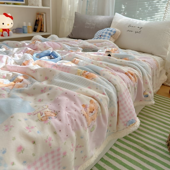 1pc Milk Blanket, Korean-Style Cute Design, Thickened & Plush, Anti ...