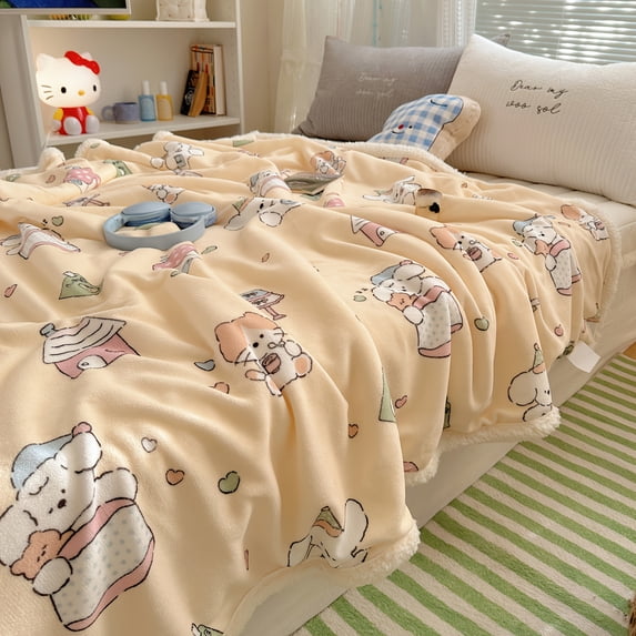1pc Milk Blanket, Korean-Style Cute Design, Thickened & Plush, Anti ...
