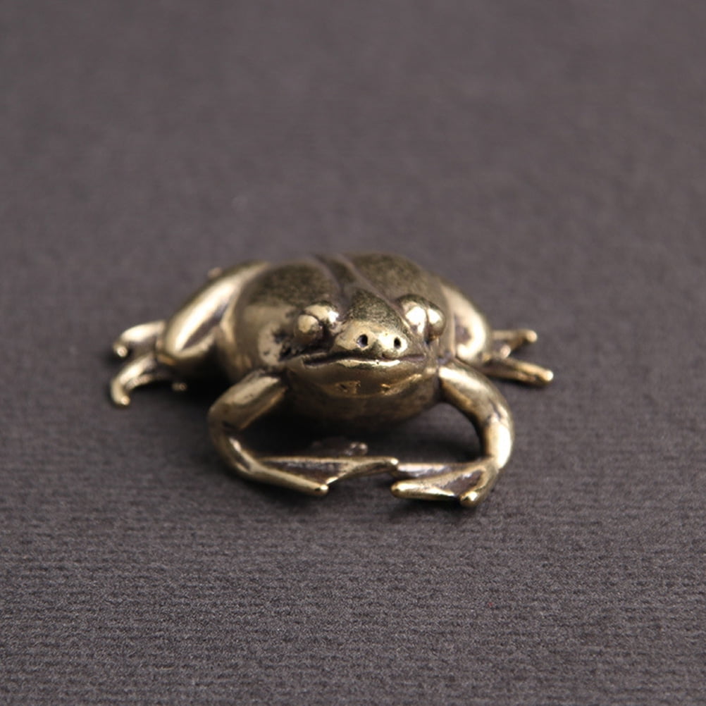 1pc Mini Retro Copper Frogs Statue Ornament Adorable Home Office Layout ...