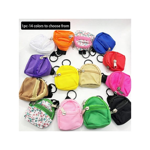 1pc,Mini Zipper Backpack Shaped Coin Purse Keychain Cute Canvas Key ...